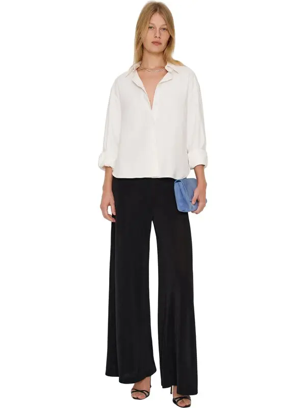 REFORMATION Kessie Knit Wide Leg Pants - Black