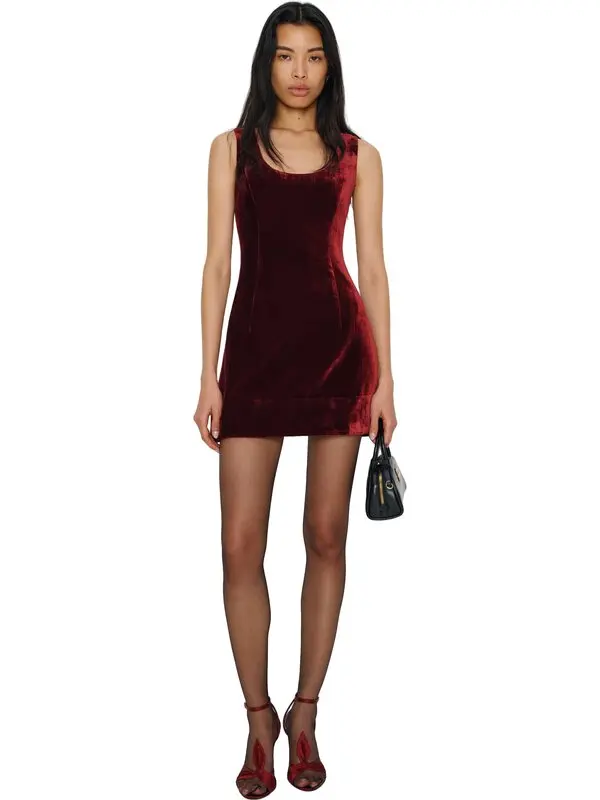 REFORMATION Franceska Velvet Mini Dress - Chianti