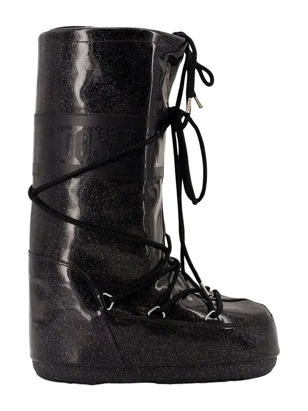 Moon Boot Icon Glitter Boots - Black
