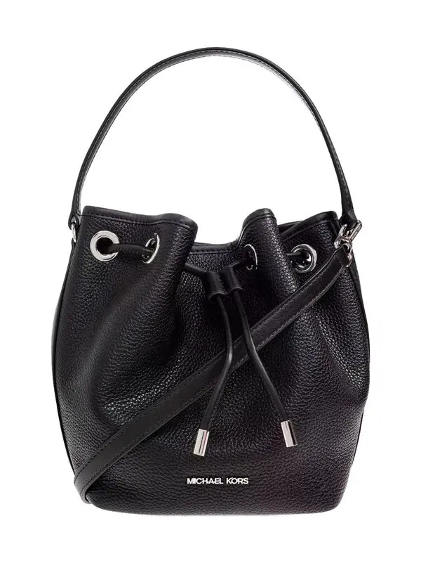 Michael Kors Drawstring Leather Bucket Bag - Black