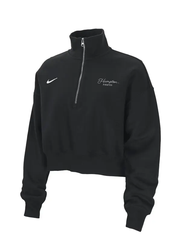 Nike College Phoenix Fleece Cropped 1/4-zip Pullover - Black