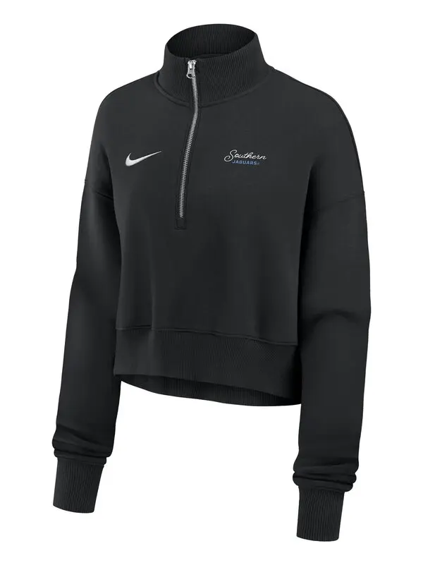 Nike College Phoenix Fleece Cropped 1/4-zip Pullover - Black