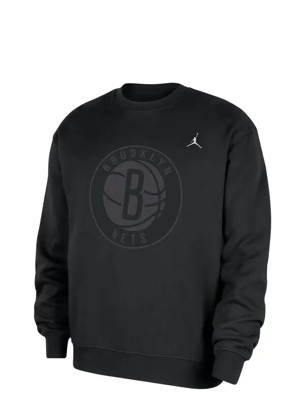 JORDAN Brooklyn Nets Nba Fleece Crew-neck Sweatshirt - Black