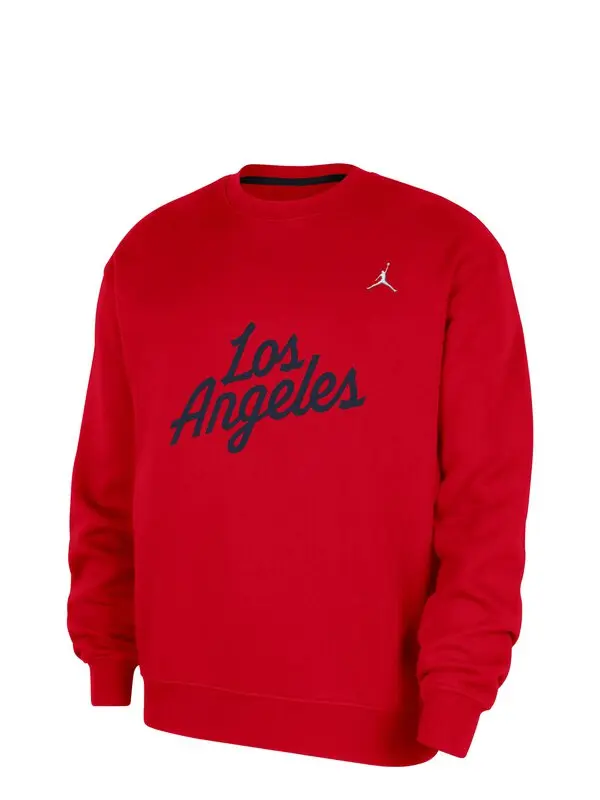 JORDAN La Clippers Statement Essentials Nba Fleece Crew-neck Sweatshirt - Red