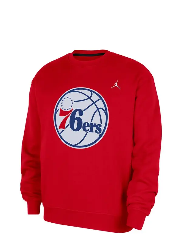 JORDAN Philadelphia 76ers Statement Essentials Nba Fleece Crew-neck Sweatshirt - Red