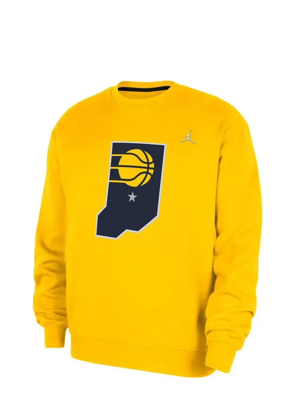 JORDAN Indiana Pacers Statement Essentials Nba Fleece Crew-neck Sweatshirt - Yellow
