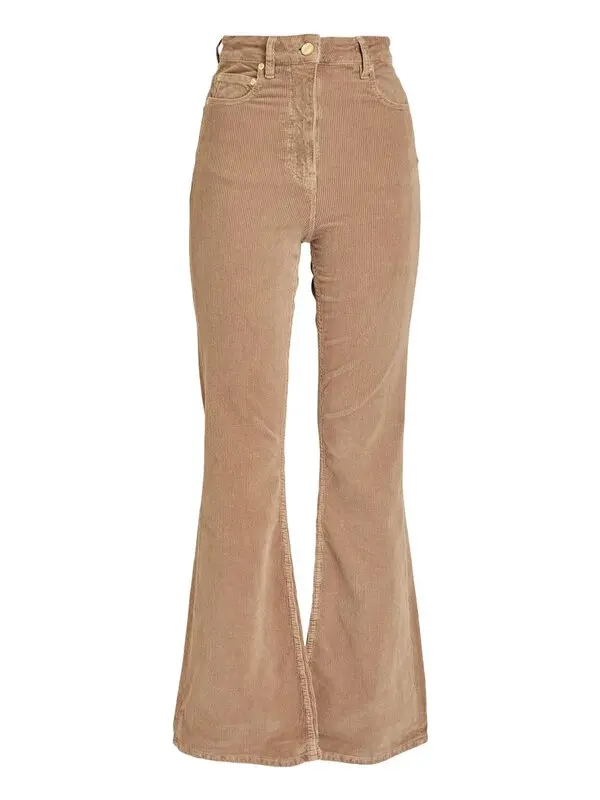 GANNI Cotton-blend Corduroy Flared Pants - Light Brown