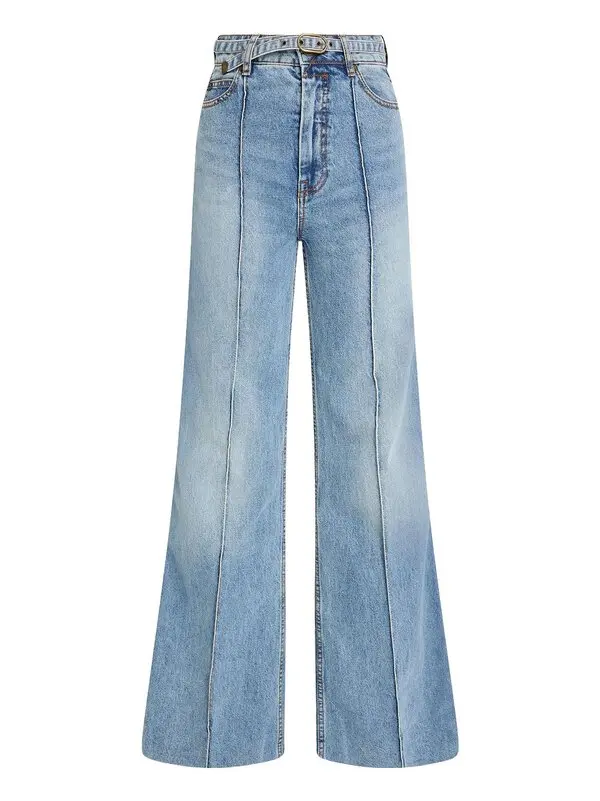 Zimmermann High-rise Wide-leg Jeans - Mid Denim