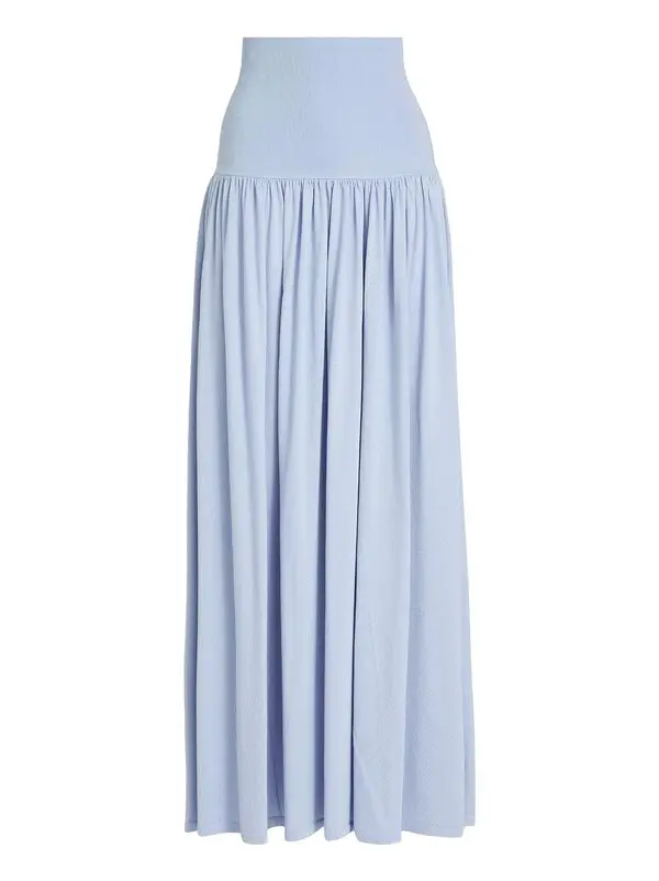 Zimmermann Metallic Knitted Maxi Skirt - Light Blue