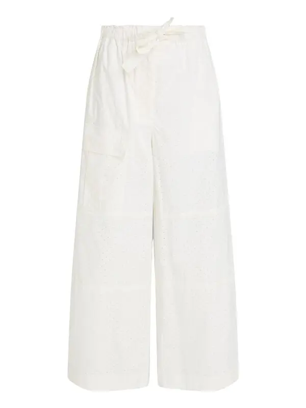Zimmermann Lace-trimmed Perforated Cotton Cargo Pants - Ivory