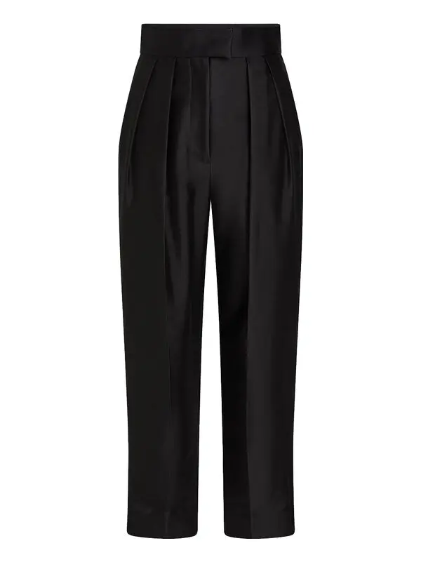 Zimmermann Wool And Silk-blend Tapered Trousers - Black