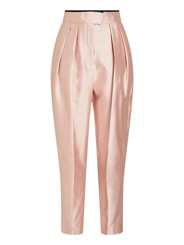 Zimmermann Pleated Tapered Wool-silk Blend Pants - Blush