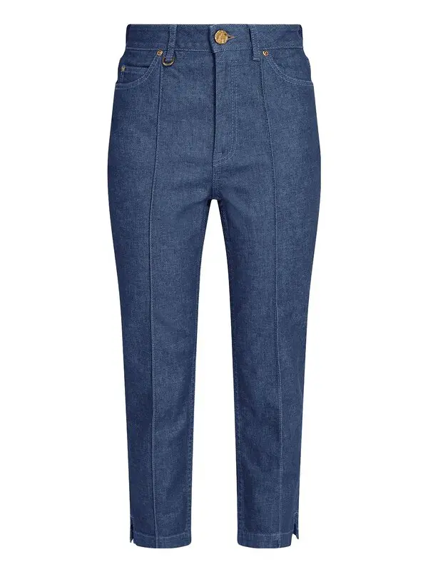 Zimmermann Cropped High-rise Tapered Jeans - Mid Denim