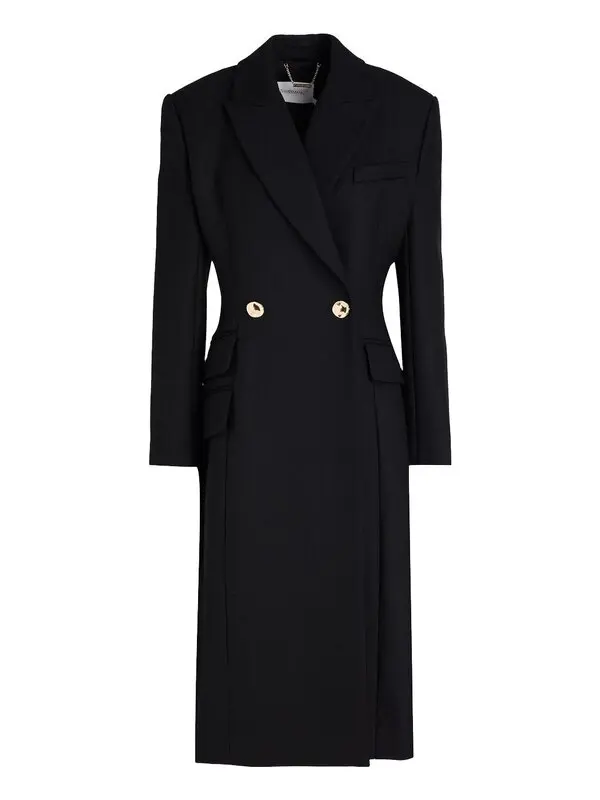 Zimmermann Double-breasted Wool-blend Twill Coat - Black