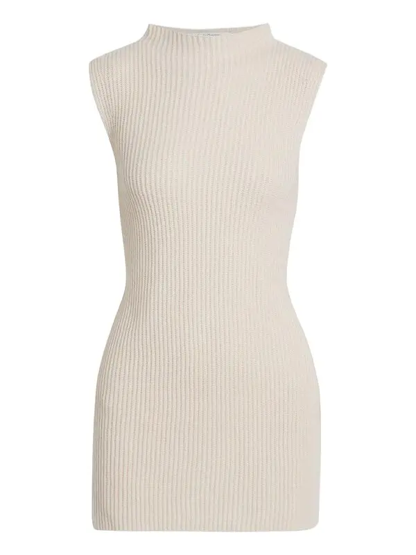 Another Tomorrow Ribbed Cashmere And Wool-blend Vest - Off-white