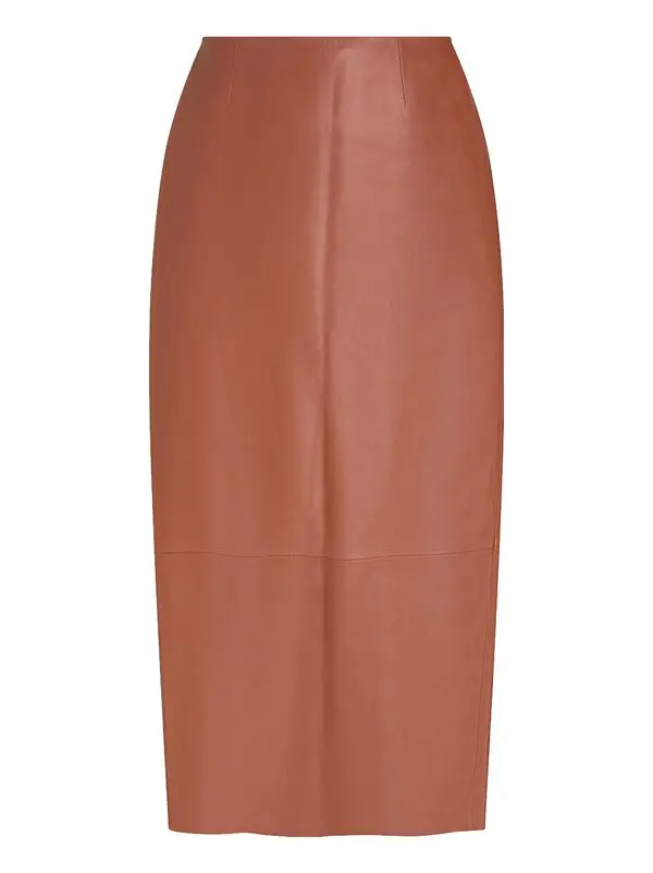 Zimmermann Leather Midi Pencil Skirt - Brown