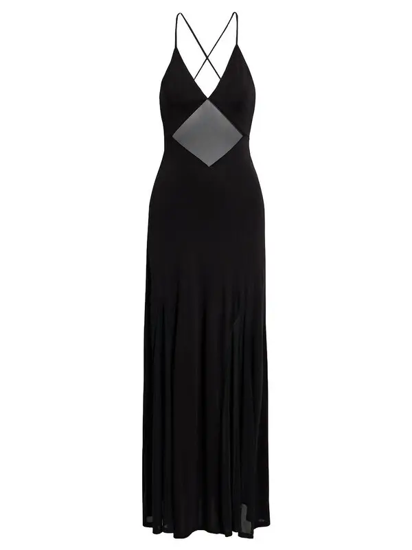 Staud Mesh-trimmed Jersey Maxi Dress - Black