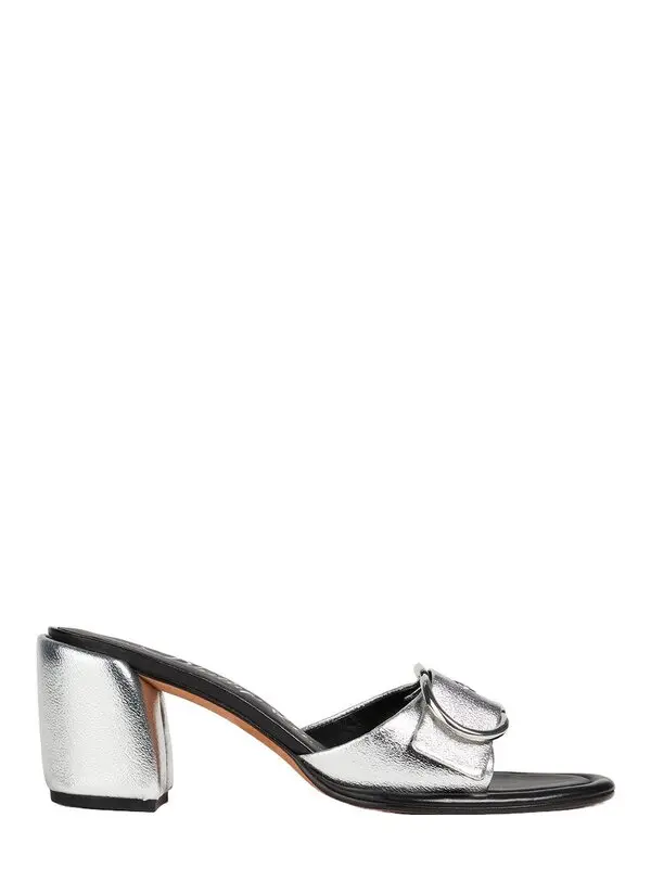 3.1 Phillip Lim Naomi 70 Buckled Metallic Pebbled-leather Mules - Silver