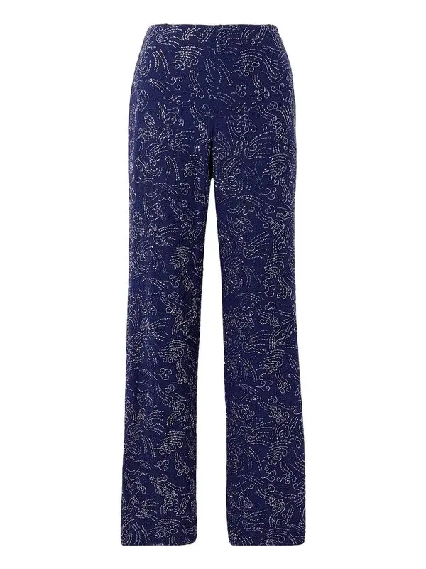 Staud Avola Bead-embellished Tulle Pants - Navy