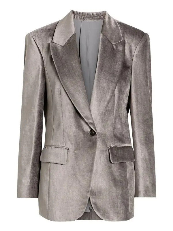 Brunello Cucinelli Cotton-blend Velvet Blazer - Gray