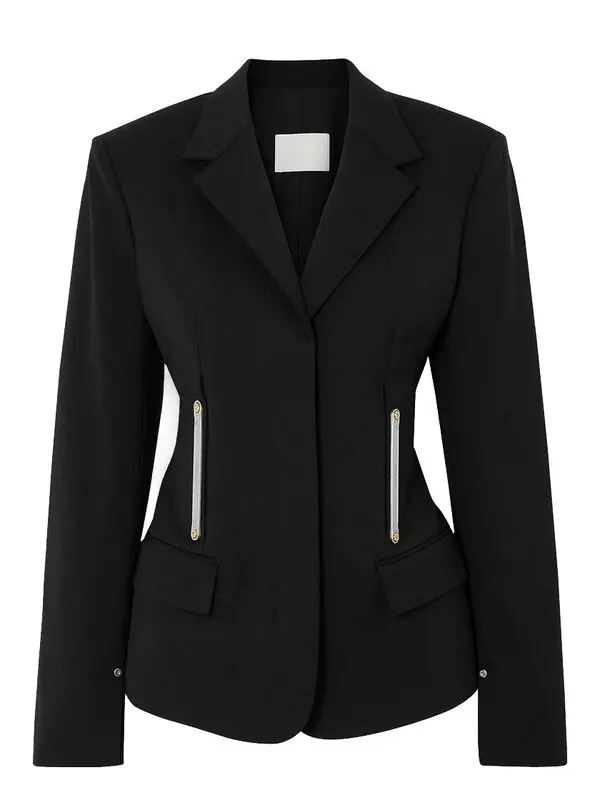 DION LEE Embellished Wool-blend Blazer - Black