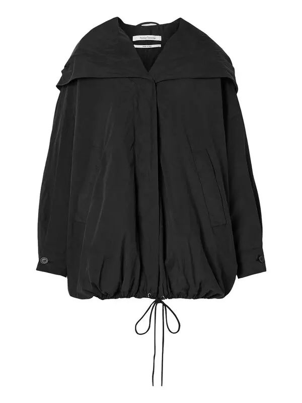 Another Tomorrow Oversized Hooded Shell Jacket - Black