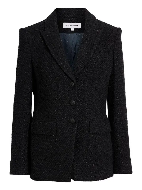 Veronica Beard Orlane Dickey Metallic Cotton-blend Tweed Blazer - Black