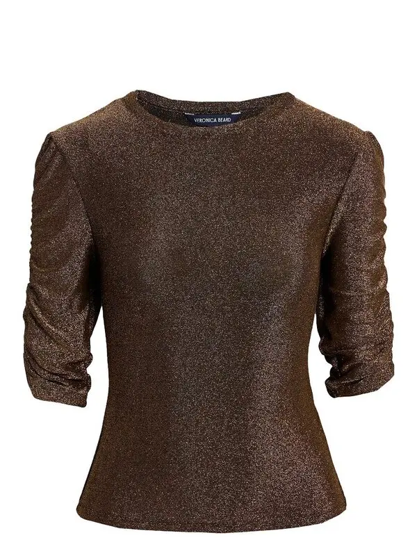 Veronica Beard Metallic Stretch-jersey Top - Brown