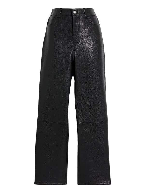 A.L.C. Cameron Cropped Textured Leather Pants - Black
