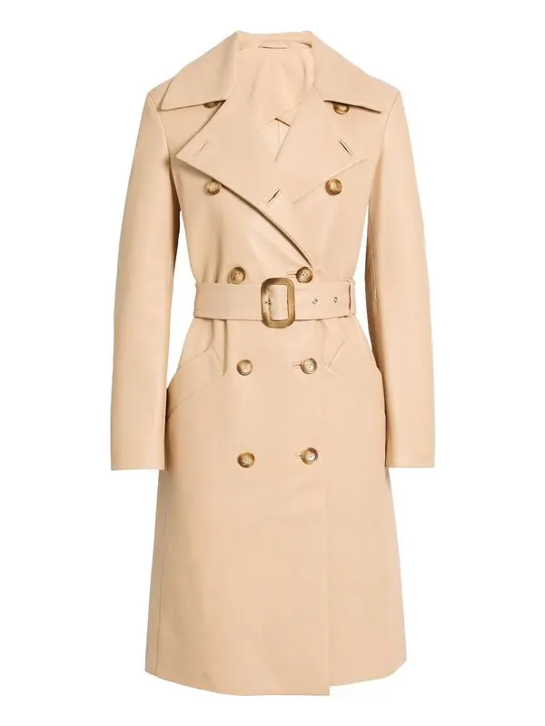 Sportmax Giostra Leather Trench Coat - Beige