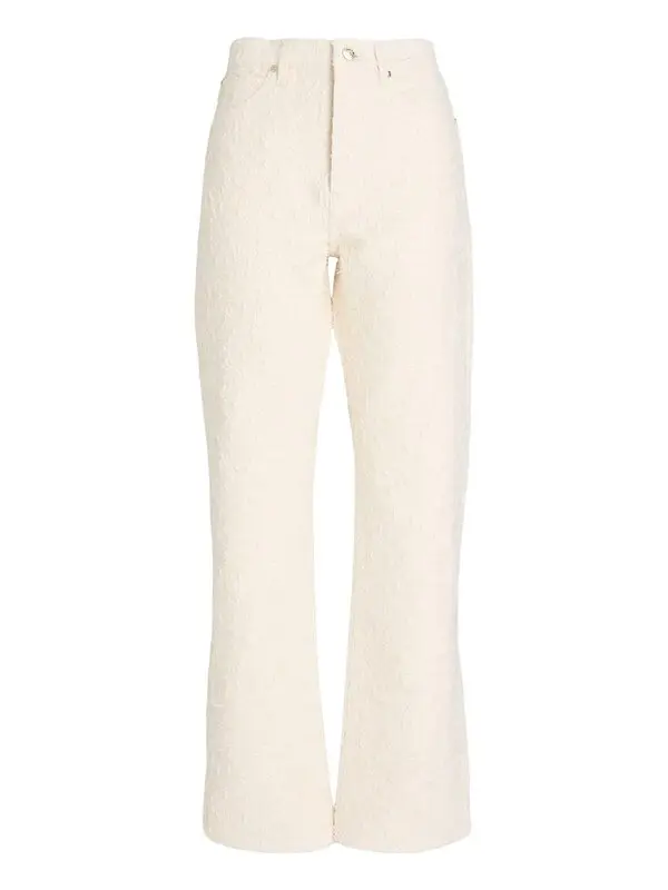 FRAME Denim Jacquard High-rise Straight-leg Jeans - Ecru