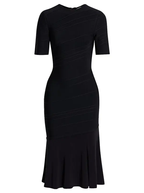 Herve Leger Fluted Bandage Dress - Midnight Blue