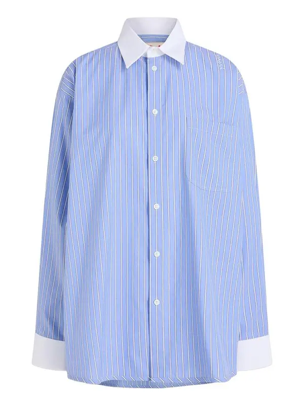 Marni Striped Cotton-poplin Shirt - Light Blue