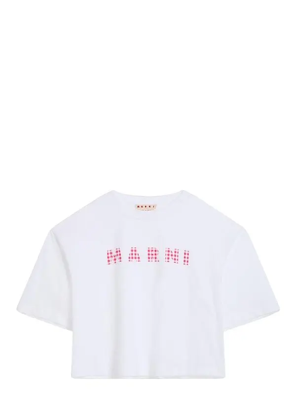 Marni Cropped Printed Cotton-jersey T-shirt - White