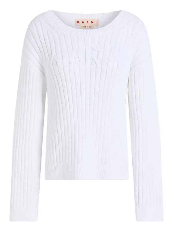 Marni Ribbed Cotton-blend Sweater - White