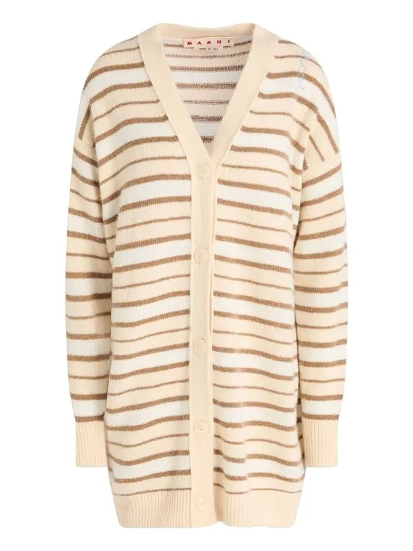 Marni Striped Wool And Cashmere-blend Cardigan - Cream