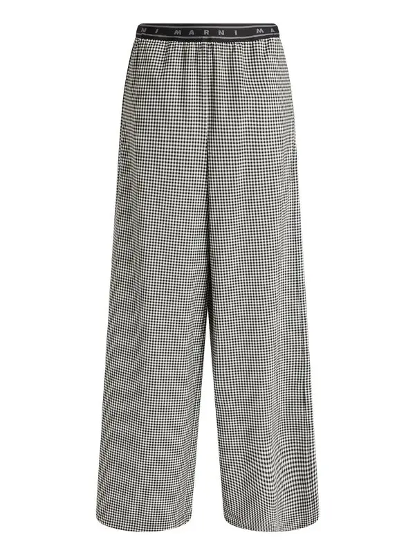 Marni Gingham Jacquard Wide-leg Pants - Black