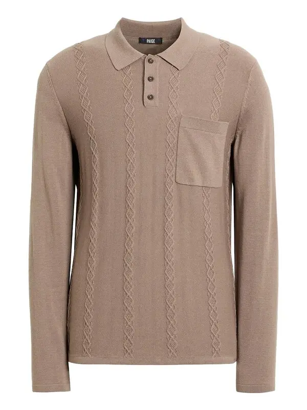 Paige Merrifield Cable-knit Cotton-blend Polo Sweater - Taupe