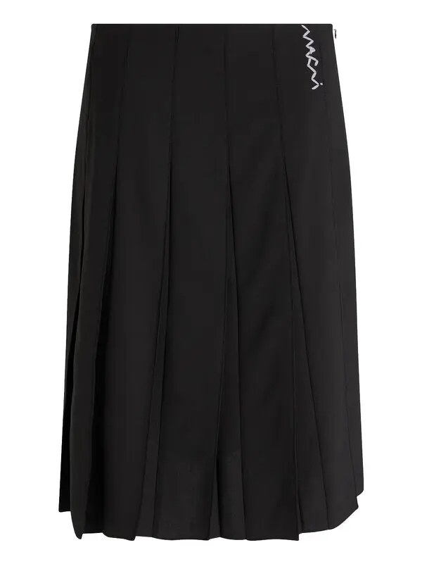 Marni Pleated Woven Skirt - Black
