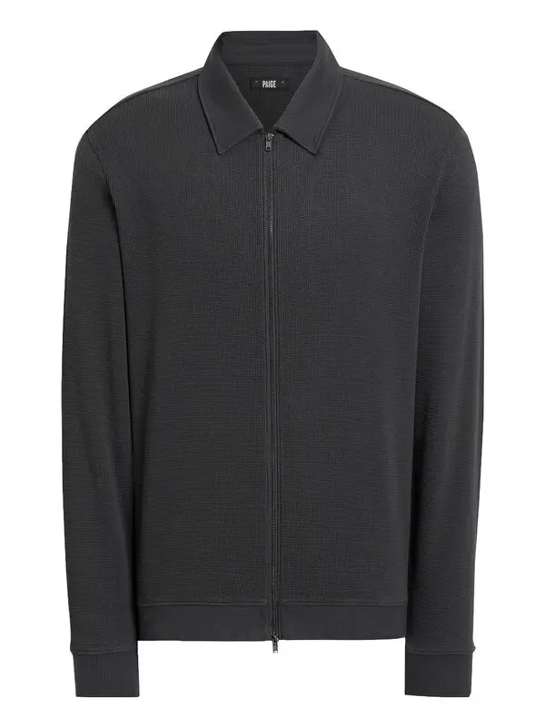 Paige Darrel Waffle-knit Cotton-blend Zip-up Sweater - Charcoal