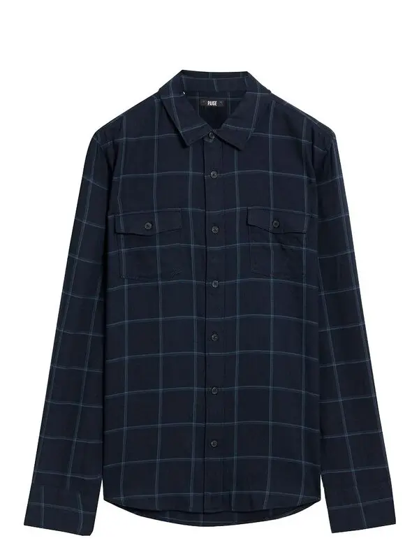 Paige Everett Checked Cottonblend Flannel Shirt - Midnight Blue