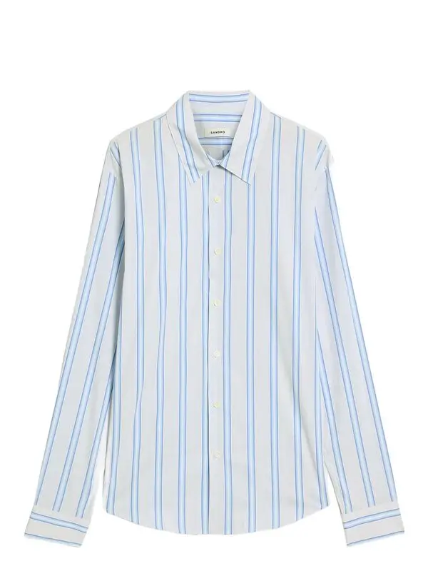 Sandro Striped Cottonblend Poplin Shirt - Sky Blue