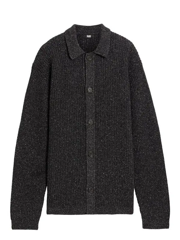 Paige Hinton Donegal Ribbed Cardigan - Dark Gray