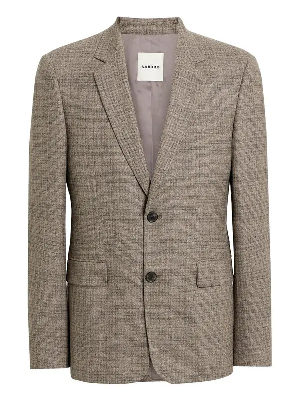 Sandro Woolblend Tweed Blazer - Mushroom