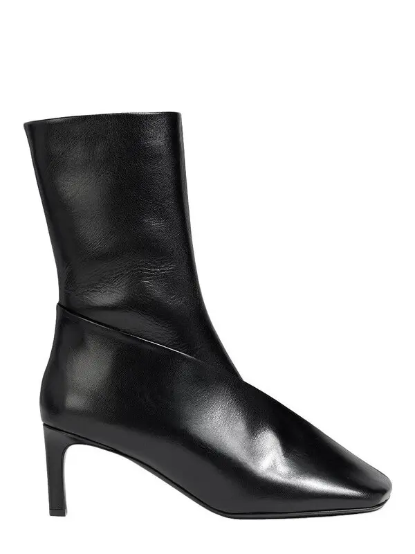 JIL SANDER Leather Ankle Boots - Black