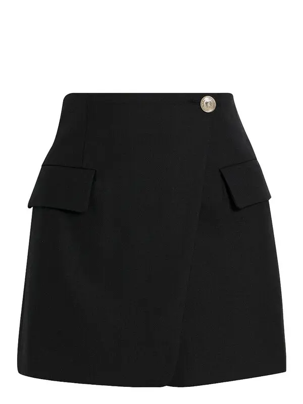 Maje Twill Mini Wrap Skirt - Black
