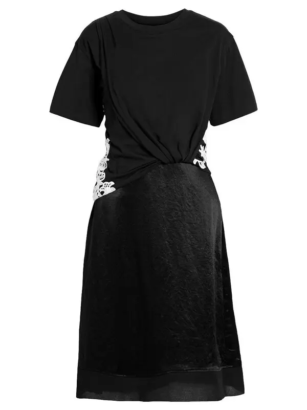 3.1 Phillip Lim Draped Cotton-jersey And Satin Dress - Black