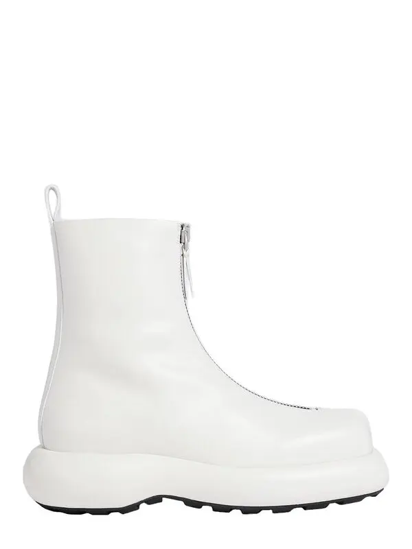 JIL SANDER Leather Ankle Boots - White