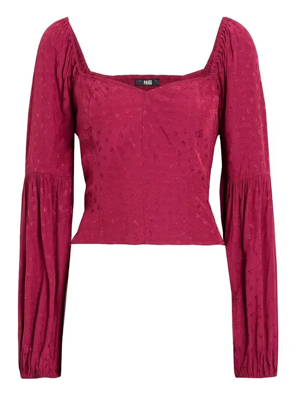 Paige Sydnee Floral Jacquard Top - Crimson