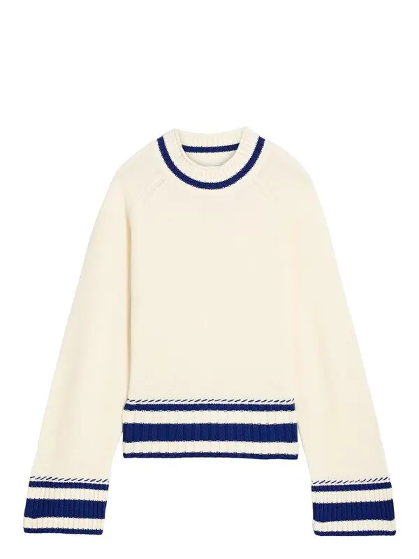 Chinti & Parker Guernsey Striped Wool And Cashmere-blend Sweater - Ivory